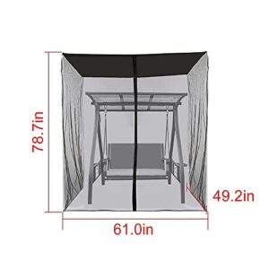 Patio Swing Mosquito Netting Polyester Mesh Screen with Zipper Opening Outdoor Swing Chair Mosquito Net for Patio 2 Person