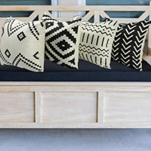 famibay Boho Outdoor Pillow Covers 18x18 Waterproof Black Beige Patio Throw Pillow Covers Outside Pillow Covers Decorative Square Burlap Cushion Cases Pillow Covers for Patio Garden Porch(Set of 4)