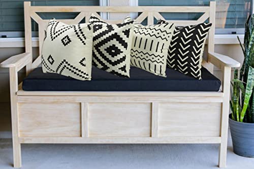 famibay Boho Outdoor Pillow Covers 18x18 Waterproof Black Beige Patio Throw Pillow Covers Outside Pillow Covers Decorative Square Burlap Cushion Cases Pillow Covers for Patio Garden Porch(Set of 4)