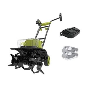 sun joe 24v-x2-tlr14 48-volt ion+ cordless garden tiller/cultivator kit | w/ 2 x 2.0-ah batteries and charger