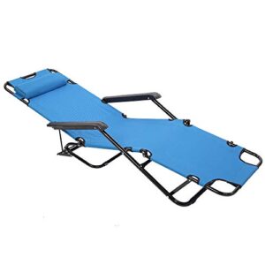 Outdoor Folding Reclining Beach Sun Patio Chaise Lounge Chair Pool Lawn Lounger (Blue)