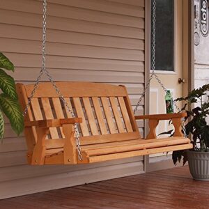 Amish Casual Heavy Duty 800 Lb Mission 4ft. Treated Porch Swing with Cupholders - Cedar Stain