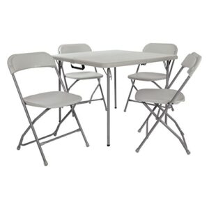 office star resin 5-piece folding square table and chair set, light grey