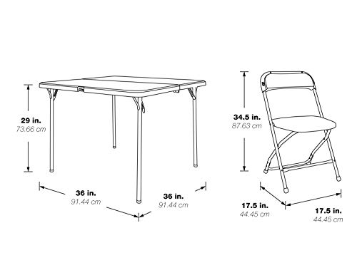 Office Star Resin 5-Piece Folding Square Table and Chair Set, Light Grey