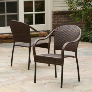 Christopher Knight Home Sunset Outdoor Tight-Weave Wicker Chairs, 2-Pcs Set, Multibrown