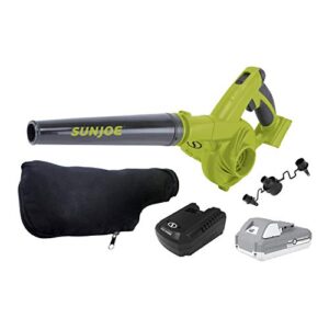 sun joe 24v-wsb-lte 24-volt ion+ 185 mph 105 cfm cordless workshop blower/vacuum kit w/ 2.0-ah battery, charger, and 2 x dust bags