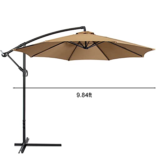 WERTSWF 10ft Replacement Umbrella Canopy, Cantilever Parasol Top Fabric Cover Sunshade Cloth fit 8 Ribs Offset Hanging Umbrella, Beige, 3 M9.8ft, 210414QY01-3-10637-1611442231