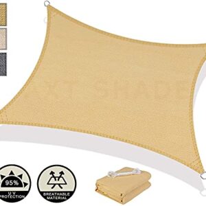 AXT SHADE Rectangle Sun Shade Sail, 8' x 12' Sand Sunshades Sails Patio Cover Canopy Shades for Outdoor Activity