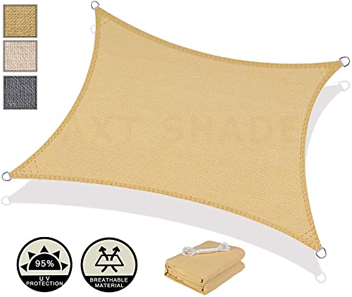 AXT SHADE Rectangle Sun Shade Sail, 8' x 12' Sand Sunshades Sails Patio Cover Canopy Shades for Outdoor Activity