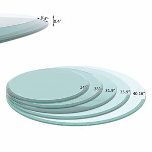 Round Tempered Glass Table Top Clear Glass Table Top (40 inch,3/8" Thick - Beveled Polished Edge)