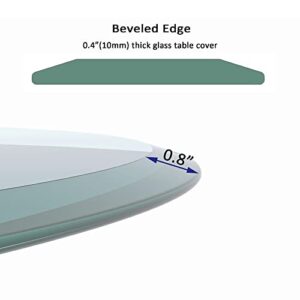 Round Tempered Glass Table Top Clear Glass Table Top (40 inch,3/8" Thick - Beveled Polished Edge)