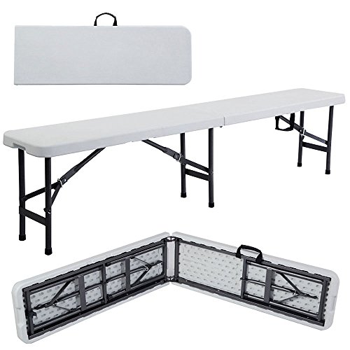 6' Plastic Portable Folding Bench,Picnic Bench,Outdoor Party Camping Dining Folding Bench,Multipurpose Bench Seat for Indoor Outdoor Use/Stores Easily Off-White