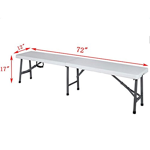 6' Plastic Portable Folding Bench,Picnic Bench,Outdoor Party Camping Dining Folding Bench,Multipurpose Bench Seat for Indoor Outdoor Use/Stores Easily Off-White