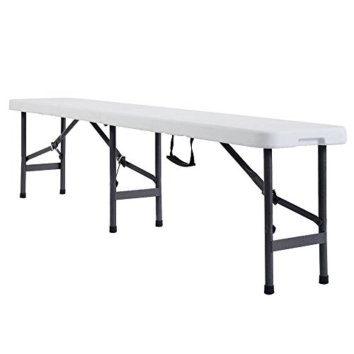 6' Plastic Portable Folding Bench,Picnic Bench,Outdoor Party Camping Dining Folding Bench,Multipurpose Bench Seat for Indoor Outdoor Use/Stores Easily Off-White