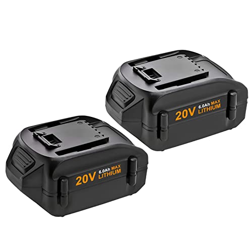 2Packs 6.0Ah High Capacity Replacement Battery Compatible with Worx 20 Volt Lithium Battery WA3578 WA3525 WA3520 WA3575 WG151s WG155s WG251s WG540s WG890 WG891 WG255s WG545s Cordless Power Tools