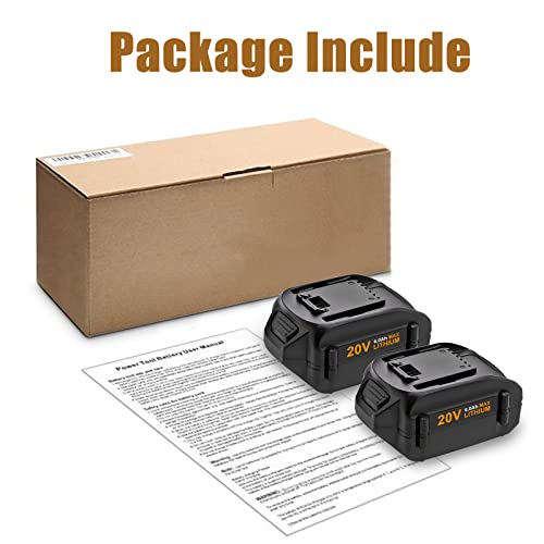 2Packs 6.0Ah High Capacity Replacement Battery Compatible with Worx 20 Volt Lithium Battery WA3578 WA3525 WA3520 WA3575 WG151s WG155s WG251s WG540s WG890 WG891 WG255s WG545s Cordless Power Tools