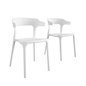 novogratz poolside collection, felix stacking dining chairs, indoor/outdoor, 2-pack, white