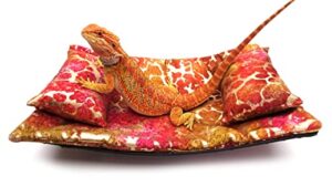 chaise lounge for bearded dragons, tie dye golden splash fabric