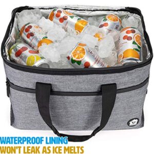 VP Home 48 Can Large Collapsible Insulated Cooler Bag for Travel Camping Beach Picnic BBQ with Shoulder Strap Cooler Bags Insulated Beach Cooler Bag Collapsible Coolers for Travel (Heather Gray)