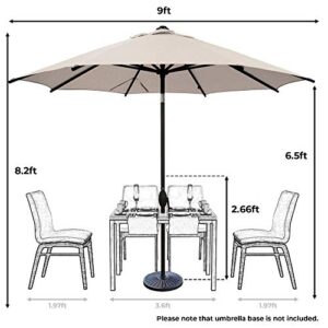 Abba Patio 9ft Patio Umbrella Market Outdoor Table Umbrella with Auto Tilt and Crank for Garden, Lawn, Deck, Backyard & Pool, 8 Sturdy Steel Ribs, Beige