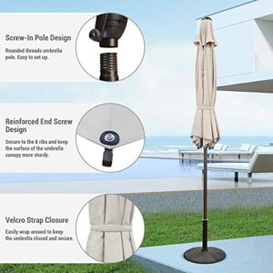 Abba Patio 9ft Patio Umbrella Market Outdoor Table Umbrella with Auto Tilt and Crank for Garden, Lawn, Deck, Backyard & Pool, 8 Sturdy Steel Ribs, Beige