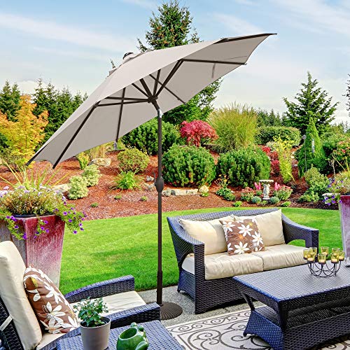 Abba Patio 9ft Patio Umbrella Market Outdoor Table Umbrella with Auto Tilt and Crank for Garden, Lawn, Deck, Backyard & Pool, 8 Sturdy Steel Ribs, Beige