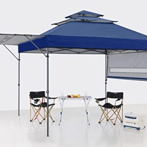 ABCCANOPY Pop up Gazebo Canopy 3-Tier Instant Canopy with Adjustable Dual Half Awnings, Navy Blue