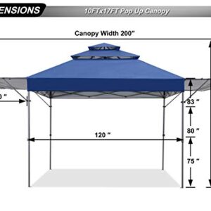 ABCCANOPY Pop up Gazebo Canopy 3-Tier Instant Canopy with Adjustable Dual Half Awnings, Navy Blue