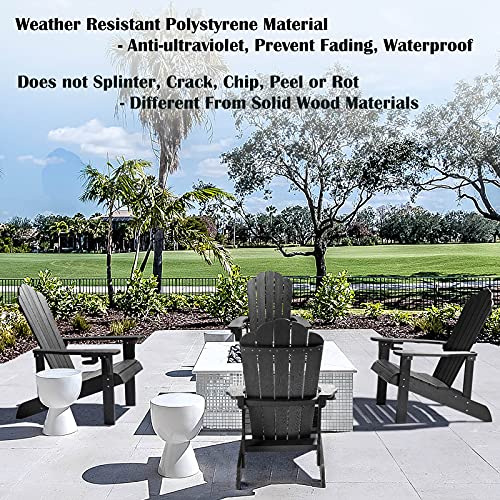 hOmeHua Adirondack Chair Set of 4, Adirondack Chair Weather Resistant with Cup Holder, Imitation Wood Stripes, Easy to Assemble, Outdoor Chair for Patio, Backyard Deck, Fire Pit & Lawn Porch - Black