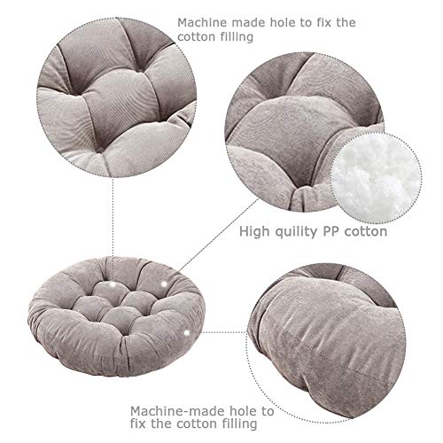 Tiita Floor Pillows Cushions Round Chair Cushion Outdoor Seat Pads for Sitting Meditation Yoga Living Room Sofa Balcony 22x22 Inch, Grey