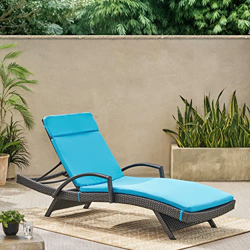 Christopher Knight Home Salem Outdoor Water Resistant Chaise Lounge Cushion, Blue, 79.25 inches deep x 27.50 inches wide x 1.50 inches high