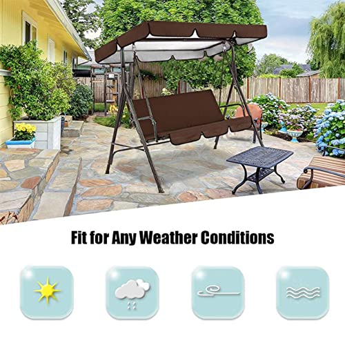 Patio Swing Canopy Top Cover Set,Swing Canopy Top Cover Replacement Canopy and Swing Cushion Cover, Waterproof 2 and 3 Seater Swing Replacement Top Cover