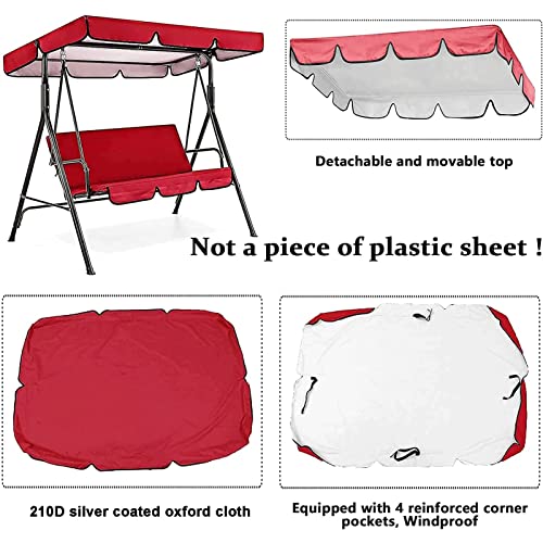 Patio Swing Canopy Top Cover Set,Swing Canopy Top Cover Replacement Canopy and Swing Cushion Cover, Waterproof 2 and 3 Seater Swing Replacement Top Cover