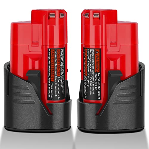 KUNLUN 2 Pack 3.0Ah 12V Battery Replace for Milwaukee M12 Battery Lithium Compatible for Milwaukee 12-Volt Battery 48-11-2411 48-11-2420 48-11-2401 48-11-2402 Cordless Tools