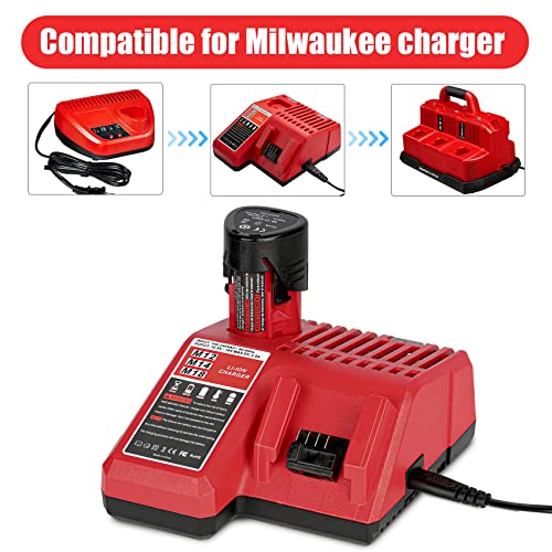 KUNLUN 2 Pack 3.0Ah 12V Battery Replace for Milwaukee M12 Battery Lithium Compatible for Milwaukee 12-Volt Battery 48-11-2411 48-11-2420 48-11-2401 48-11-2402 Cordless Tools