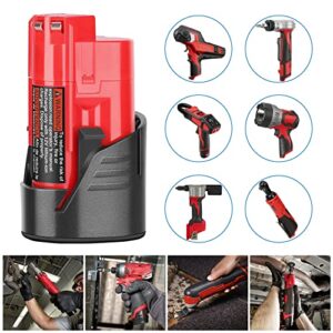 KUNLUN 2 Pack 3.0Ah 12V Battery Replace for Milwaukee M12 Battery Lithium Compatible for Milwaukee 12-Volt Battery 48-11-2411 48-11-2420 48-11-2401 48-11-2402 Cordless Tools