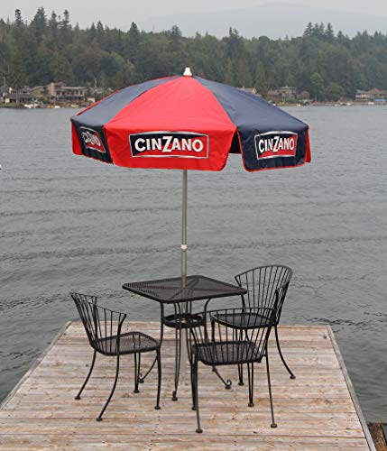 DestinationGear Heininger 1378 Cinzano Red and Blue 6' Vinyl Patio Pole Umbrella