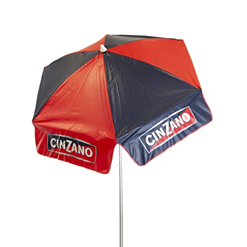 DestinationGear Heininger 1378 Cinzano Red and Blue 6' Vinyl Patio Pole Umbrella