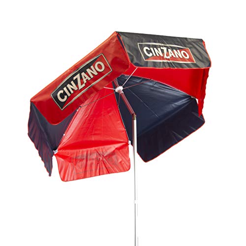 DestinationGear Heininger 1378 Cinzano Red and Blue 6' Vinyl Patio Pole Umbrella