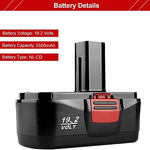 orstaimer 2Packs 3.5Ah 19.2V Ni-CD Replacement Battery for Craftsman C3 DieHard 130279005 130279003 130279017 315.113753 315.115410 315.11485 1323903 1323517 11375 11376 Cordless Drills