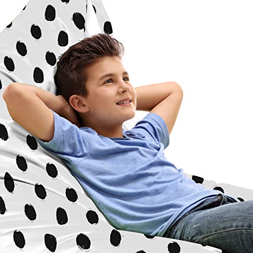 Ambesonne Grunge Lounger Chair Bag, Geometric Circle Splashes Smudges Hand Drawn Murky Polka Dots Monochrome, High Capacity Storage with Handle Container, Lounger Size, Charcoal Grey White