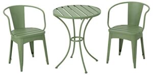 christopher knight home colmar outdoor iron bistro set, 3-pcs set, matte green