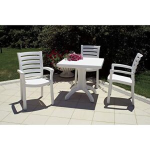 Compamia Marina Resin Patio Dining Arm Chair in White (Set of 4)