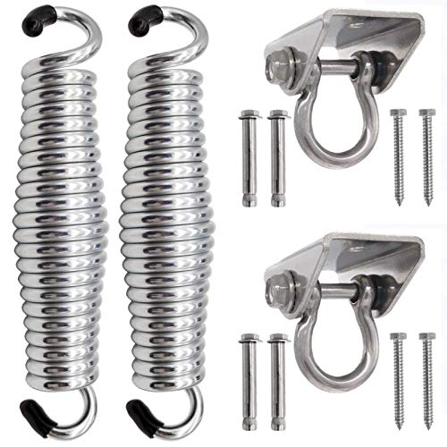 Porch Swing Hanging Spring Kit - 1600 Lbs Heavy Duty Suspension Swing Hangers Hardware, Hammock Hooks Ceiling Mount Set (2 Sets)