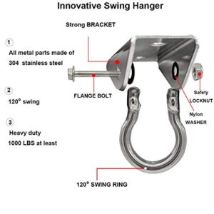 Porch Swing Hanging Spring Kit - 1600 Lbs Heavy Duty Suspension Swing Hangers Hardware, Hammock Hooks Ceiling Mount Set (2 Sets)