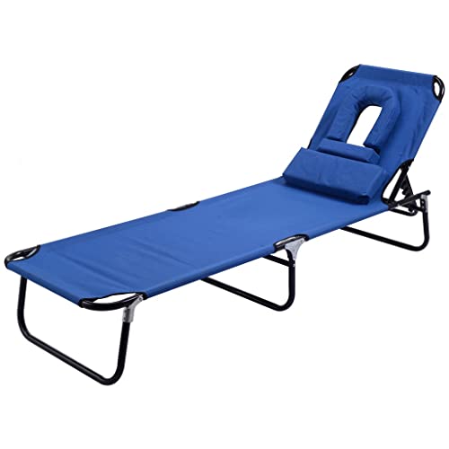 ZLXDP Patio Foldable Chaise Lounge Chair Bed Outdoor Beach Camping Recliner Pool Yard Adjustable Positions