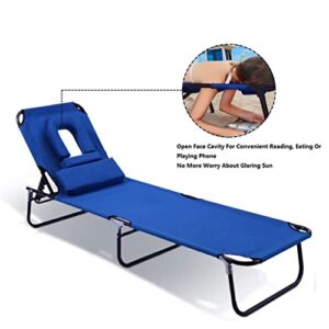 ZLXDP Patio Foldable Chaise Lounge Chair Bed Outdoor Beach Camping Recliner Pool Yard Adjustable Positions