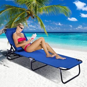 ZLXDP Patio Foldable Chaise Lounge Chair Bed Outdoor Beach Camping Recliner Pool Yard Adjustable Positions