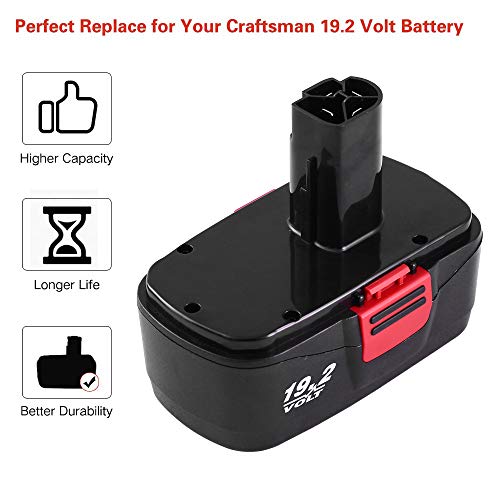 19.2V 3.6Ah High Capacity Replacement for Craftsman 19.2V Battery Compatible with Craftsman 19.2 Volt DieHard C3 315.115410 315.11485 130279005 1323903 120235021 11375 11376 Cordless Drills 1 Pack