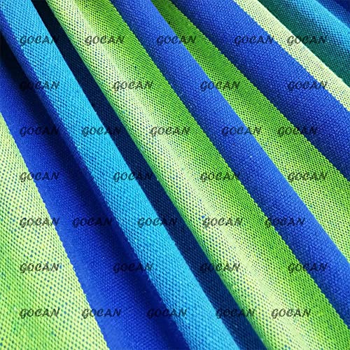 GOCAN Brazilian Double Hammock 2 Person Extra Large 220x160cm Total Length 330cm Load 500lb Canvas Cotton Hammock for Patio Porch Garden Backyard Lounging Outdoor and Indoor(Blue/Green) XXL